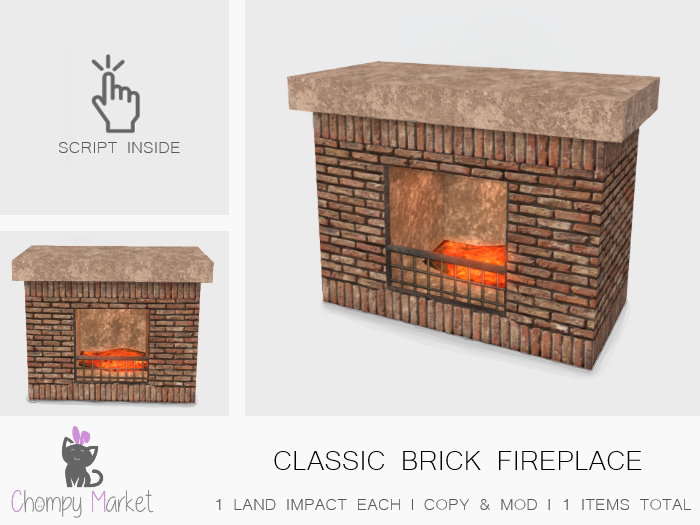 Second Life Marketplace - Classic Brick Fireplace